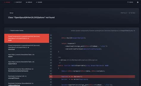 Bug Whenever I Try To Export Excel Or Csv File It Throws An Error Class Not Found · Issue