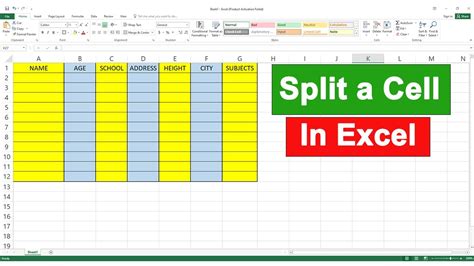 Split A Cell In Excel YouTube