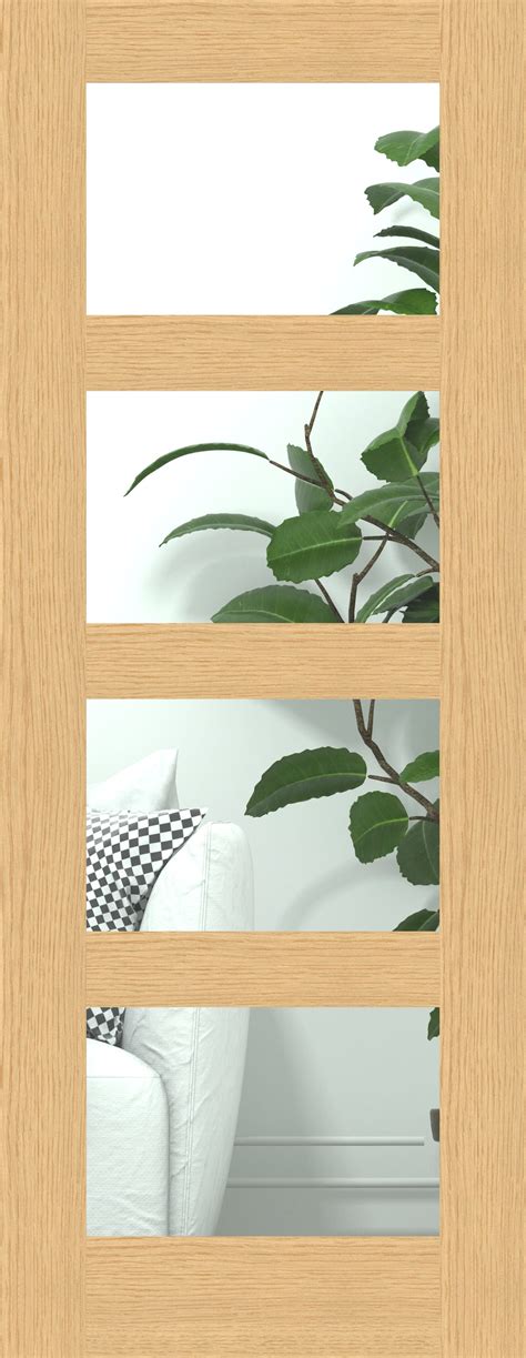 Glazed Oak 4 Light Clear Glass Fire Door At Vivid Doors
