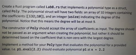 Solved Create A Rust Program Called Lab8rs That Implements