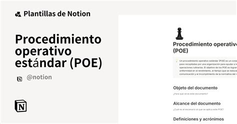 Plantilla Procedimiento operativo estándar (POE) 2025 | Notion Marketplace