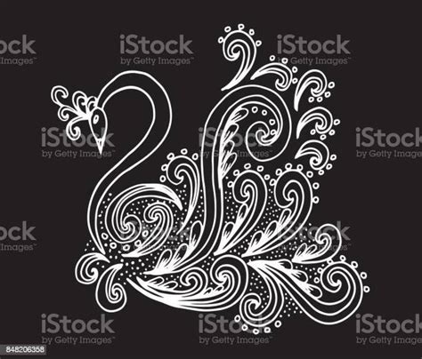 백조 공주 라인 아트 그림입니다 성인 예술 추상 복잡 하 게 얽힌 패턴 일러스트 레이 션 백조 백조에 대한 스톡 벡터 아트 및