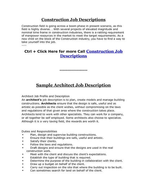 Construction Jobs Description At Tarah Gordon Blog