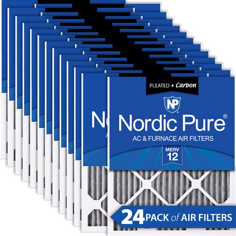 12x24x1 Furnace Air Filters Merv 12 Pleated Plus Carbon 24 Pack Grow