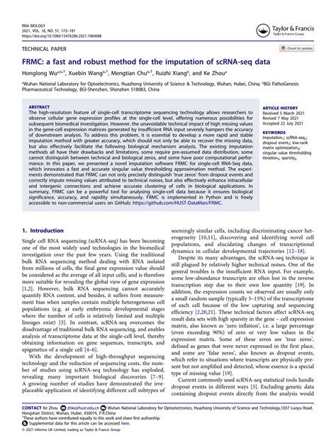solution frmc a fast and robust method for the imputation of scrna seq