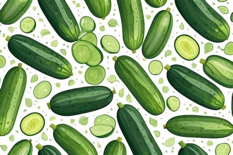 Premium Photo Seamless Cucumber Pattern On White Background Generative Ai