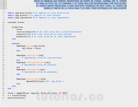 POO MatLab Clase Evento Tutorias Co