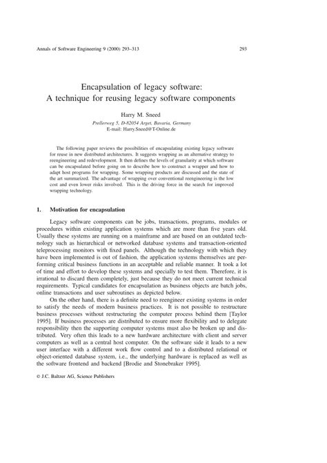 pdf encapsulation of legacy software a technique for reusing legacy