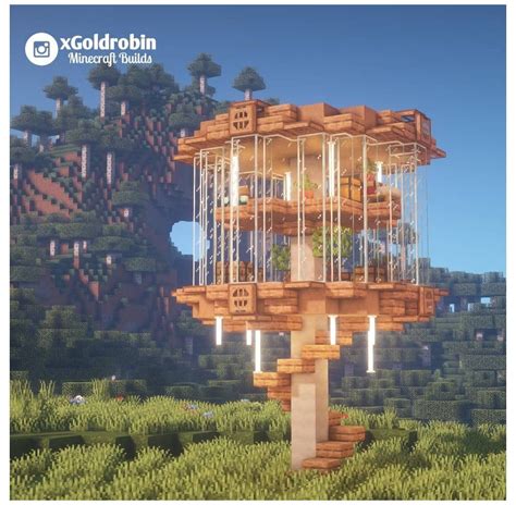 Minecraft Glass House Tower In Lush Green Field