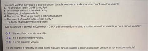 Solved Determine Whether The Value Is A Discrete Random