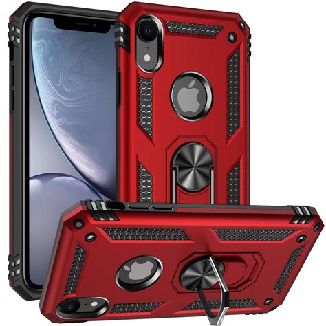 Ulak Iphone Xr Case With Ring Holder Heavy Duty Shockproof Kickstand Phone Case For Apple