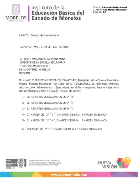 Oficio De Liberación Para Docentes Pdf Salud Y Bienestar