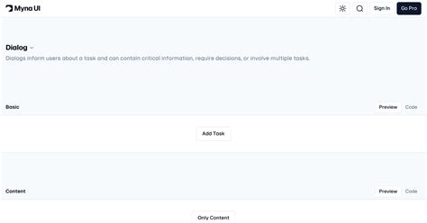 dialog mynaui made with tailwindcss shadcn ui radix ui and figma