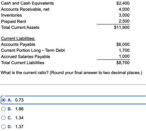 Solved Current Liabilities What Is The Current Ratio Round Chegg