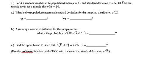 Solved For X A Random Variable With Population Mean J Chegg
