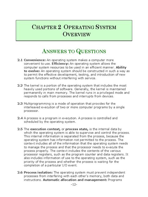 Chapter 2 Operating System Overview Answ Pdf Process Computing Computer Data Storage