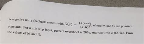 Solved A Negative Unity Feedback System With G S 1 2 S Chegg Com