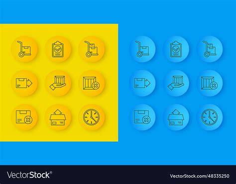 Set Line Carton Cardboard Box And Delete Delivery Vector Image
