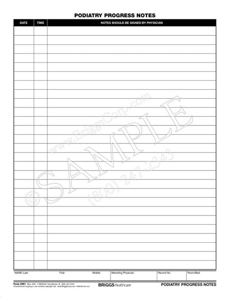 Podiatry Progress Note Template