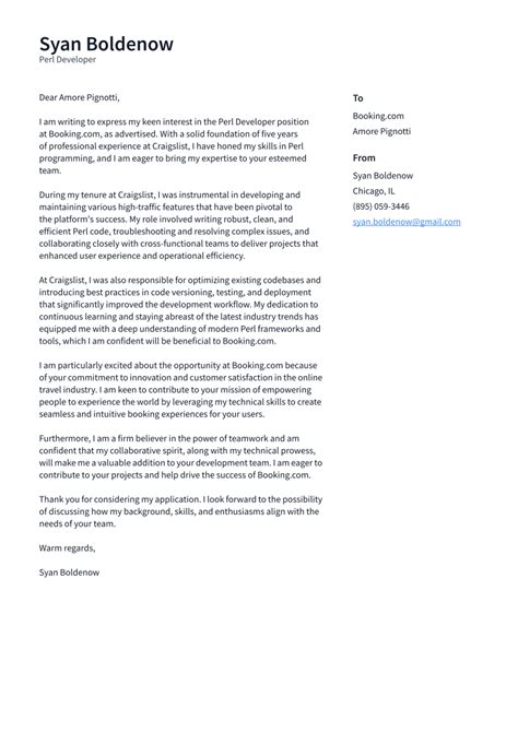 Perl Developer Cover Letter Examples And Templates