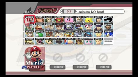 Super Smash Bros Brawl All Characters Youtube