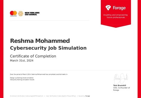 Reshma Mohammad On Linkedin Forage Cybersecurity