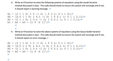 Solved Write An R Function To Solve The Following Systems Of