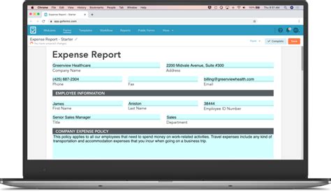 Digital Expense Report Template Free Expense Report Template Goformz
