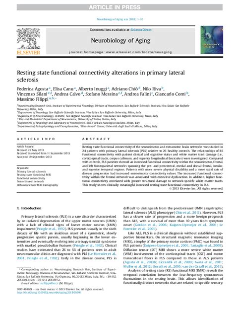 Pdf Resting State Functional Connectivity Alterations In Primary