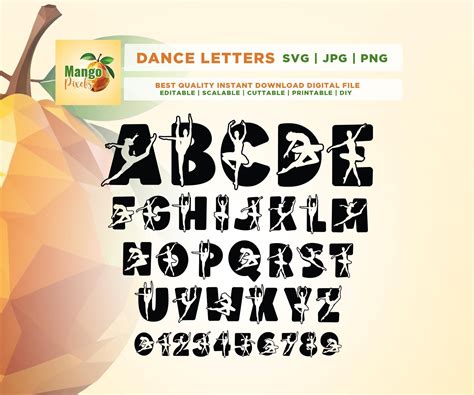 Dance Alphabet Svg Dancer Poses Font Cricut Png Sublimation