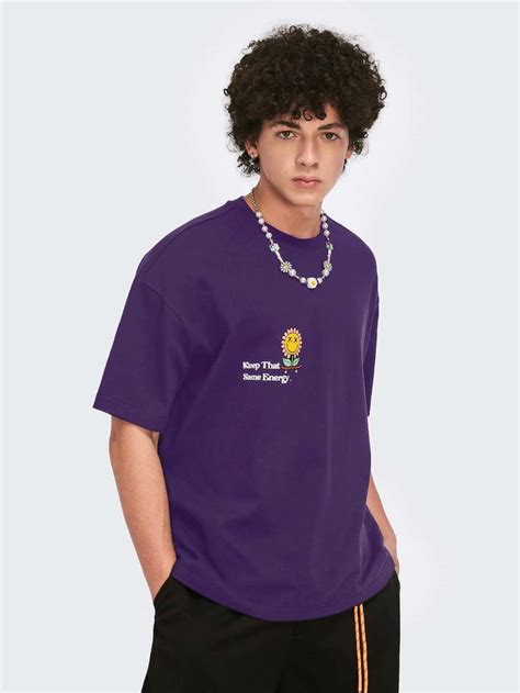 Men Slogan And Cartoon Graphic Drop Shoulder Tee Roupas Masculinas