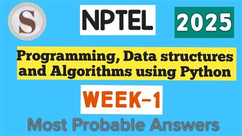 Programming Data Structures And Algorithms Using Python Nptel Week