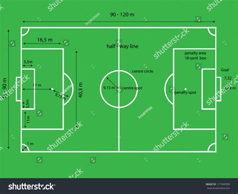 Birdeye View Soccer Football Field Metric Stock Illustration 117349300