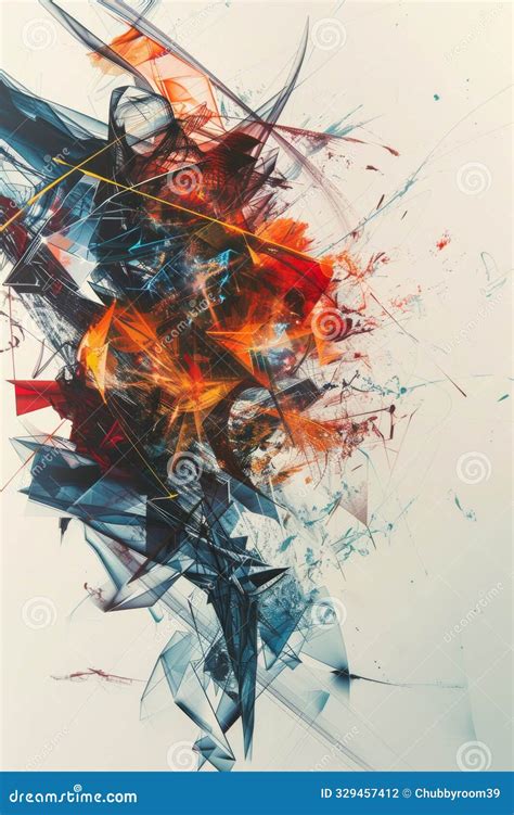 Overlapping Lines And Figures Symbolize The Chaos Of A Troubled Mind In Abstract Art Stock