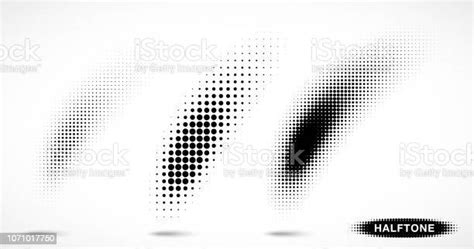 하프톤 곡선 그라데이션 패턴 질감 흰색 배경 세트 절연 하프톤 원 점 래스터 텍스처 컬렉션을 사용 하는 브러쉬 얼룩 곡선 벡터 일러스트입니다 0명에 대한 스톡 벡터 아트 및