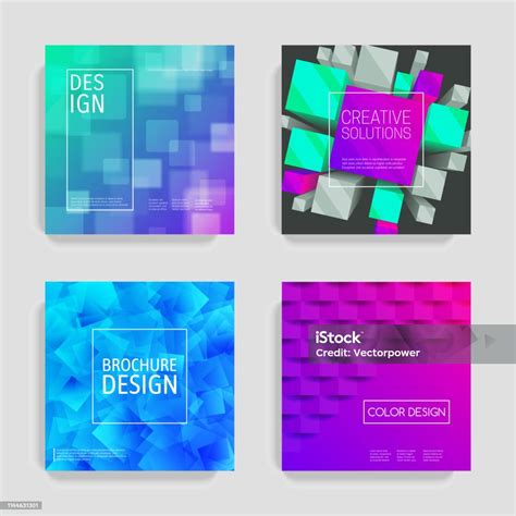카드 브로셔 벡터 일러스트 레이 션의 추상적인 카드 개념 집합입니다 최소한의 및 색상 디자인 창조적 인 솔루션 현대 배경 기하학적 요소입니다 다채로운 대각선 사각형입니다