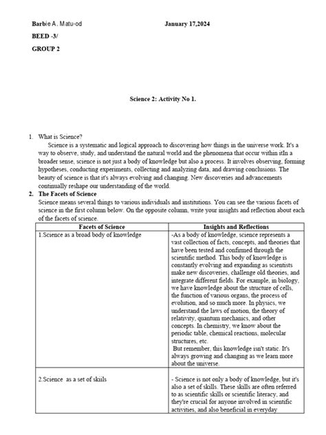 Science 2 Activity Pdf Science Science Education