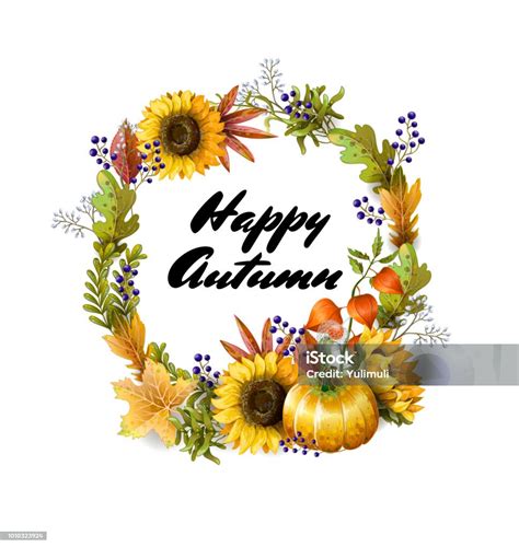 노란 잎 과일 딸기 야채와 함께 행복 한가 배너 벡터 일러스트입니다 가을 단풍에 대한 스톡 벡터 아트 및 기타 이미지 가을 단풍 호박 조롱박과 식물 가을 Istock