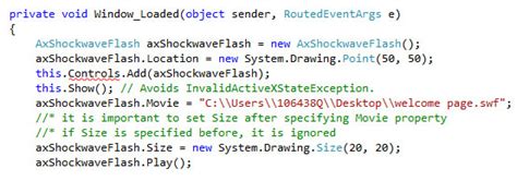 C Want To Add Swf File In Wpf App But This Controls Cant Work But Already Added In