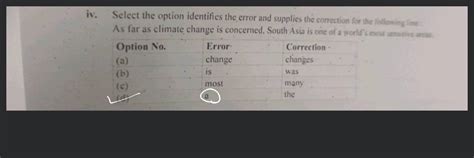 Iv Select The Option Identifies The Error And Supplies The Correction Fo