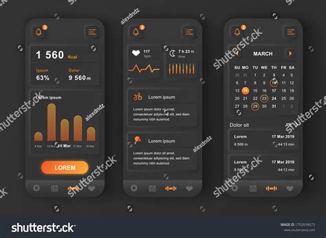 Fitness Workout Unique Neumorphic Design Kit Stock Vector Royalty Free