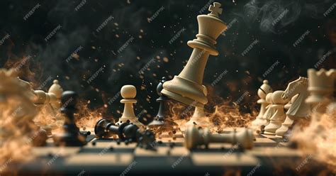 Premium Photo Striking 3d Chess Game Intense Battle Scene For Victory