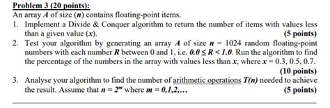 solved problem 3 20 points an array a of size n
