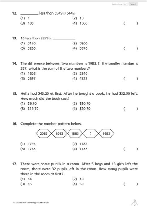 Primary 3 Mathematics Revision Papers Openschoolbag