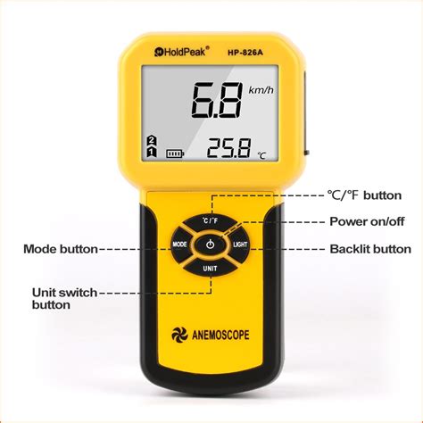 Holdpeak Anemometer Digital Wind Speed Meter 0~30m S Air Volume Thermometer Wind Sensor Meter