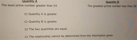 solved quantity a quantity b the least prime number greater than 24