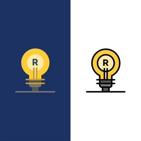 Brand Concept Genuine Idea Logo Icons Flat And Line Filled Icon Set Vector Blue Background