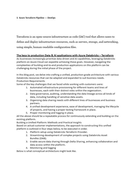 Azure Terraform Pipeline — Devops Pdf Microsoft Azure Cloud Computing