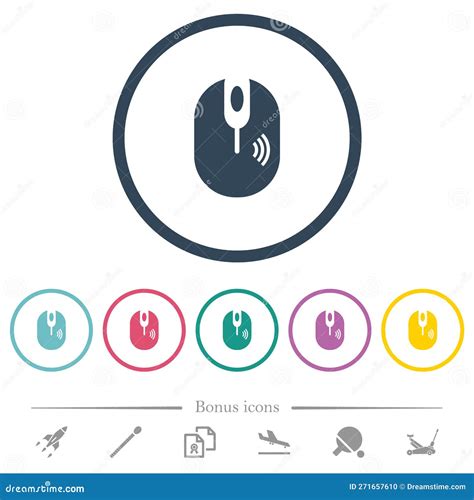 Wireless Computer Mouse Flat Color Icons In Round Outlines Stock Vector