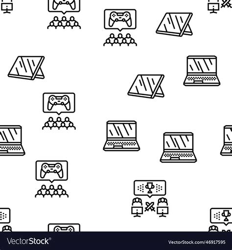 Game Pc Gamer Computer Online Seamless Royalty Free Vector
